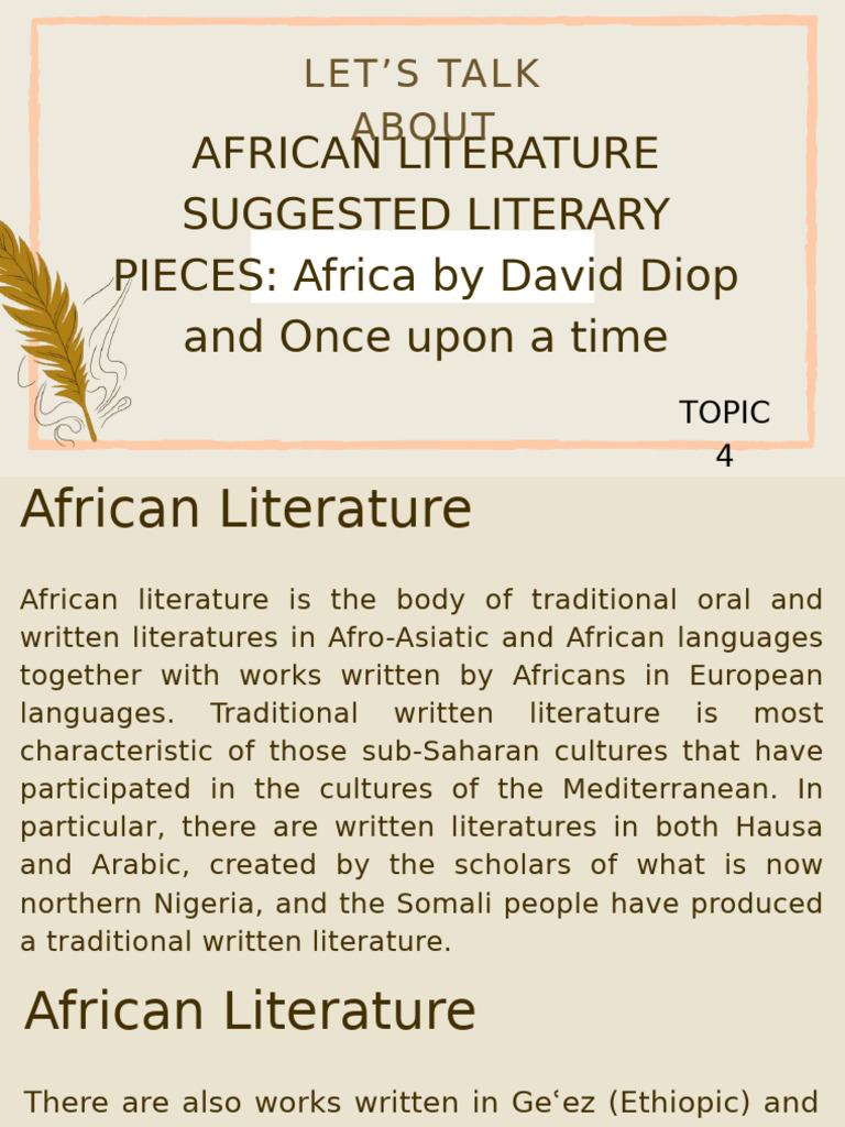 African Literature Suggested Literary Pieces | PDF