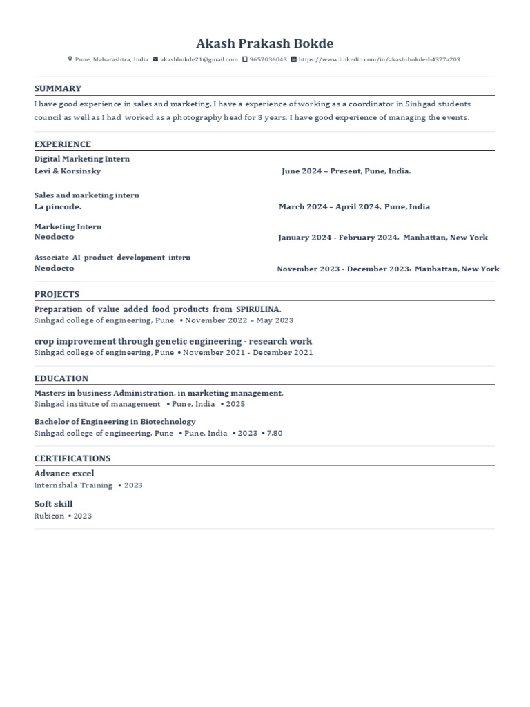 Akash Bokde Resume | PDF | Business
