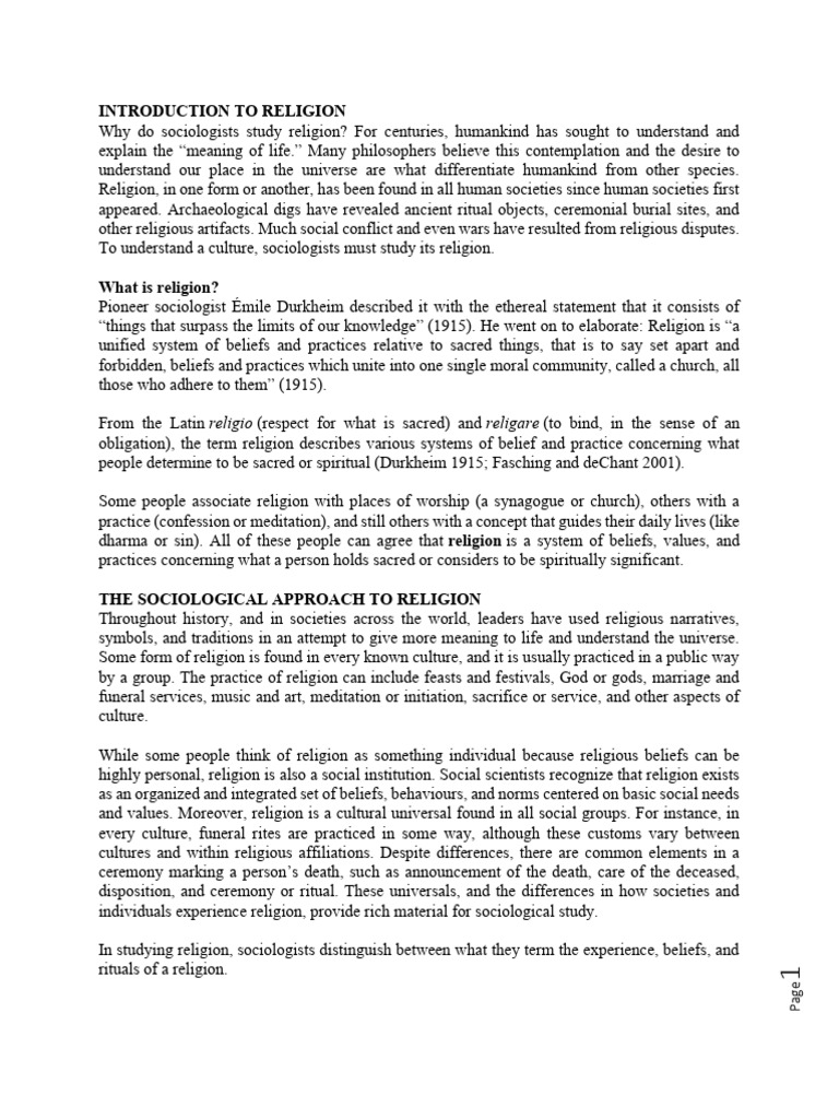 Sociology - Religion - CHAPTER 15 - USER | PDF