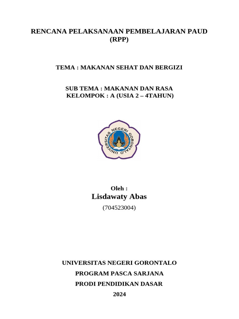 RPP Paud | PDF
