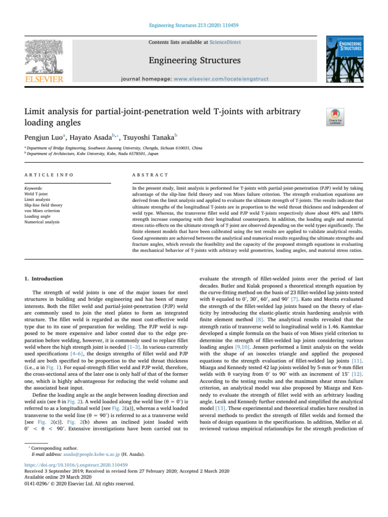 Limit Analysis For Partial-Joint-Penetration Weld T-Joints With ...