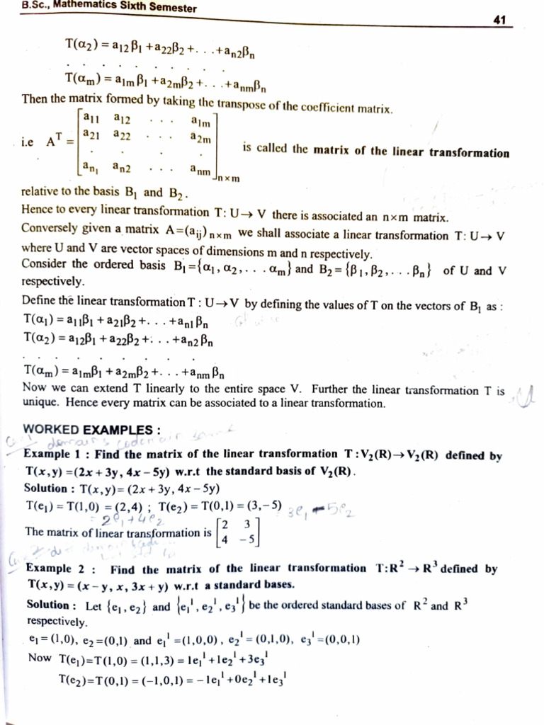Linear Algebra Unit 2( Part 3) 6bsc | PDF