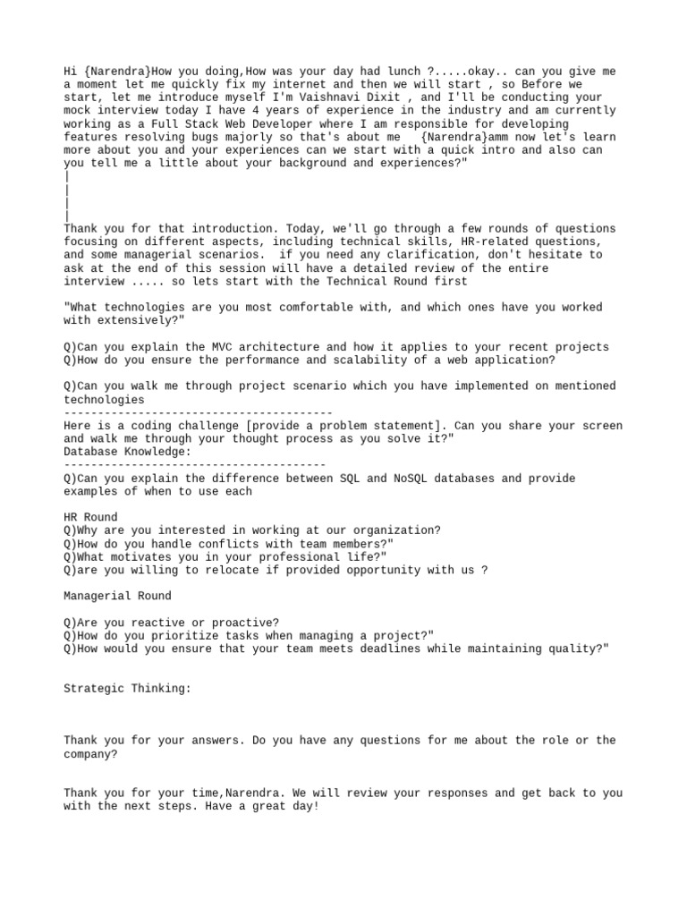 Interview Mock | PDF