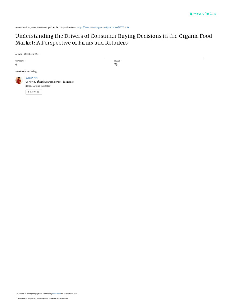 Understanding The Drivers of Consumer Buying Decisions in The Organic ...