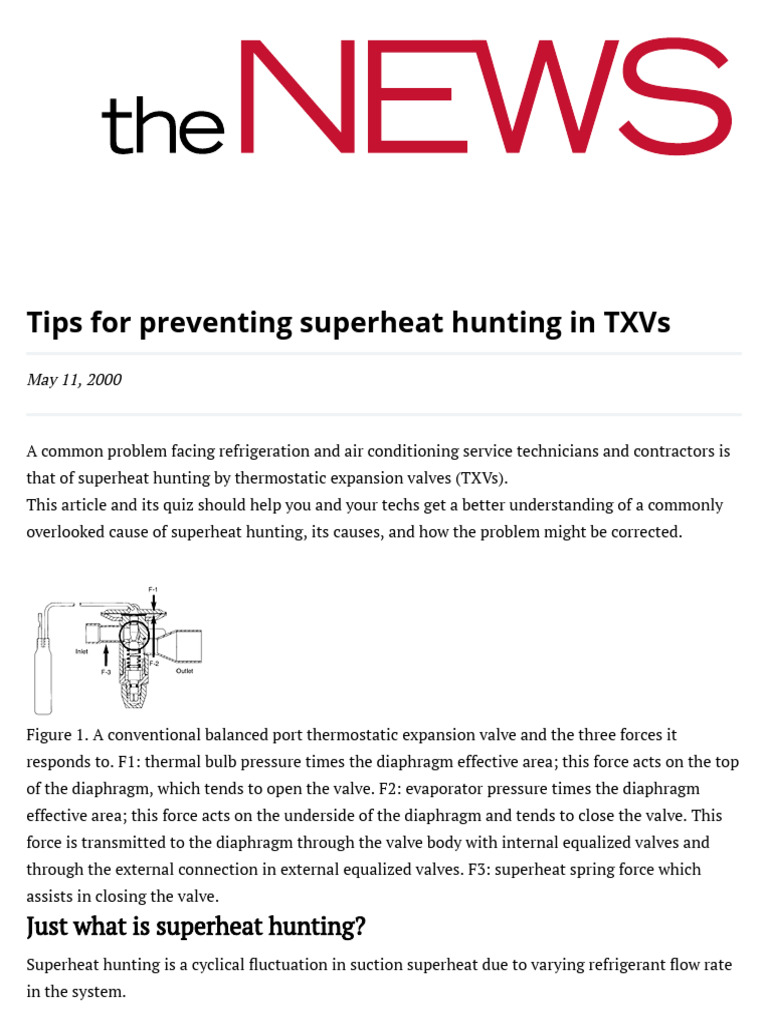 Tips For Preventing Superheat Hunting in TXVs | PDF