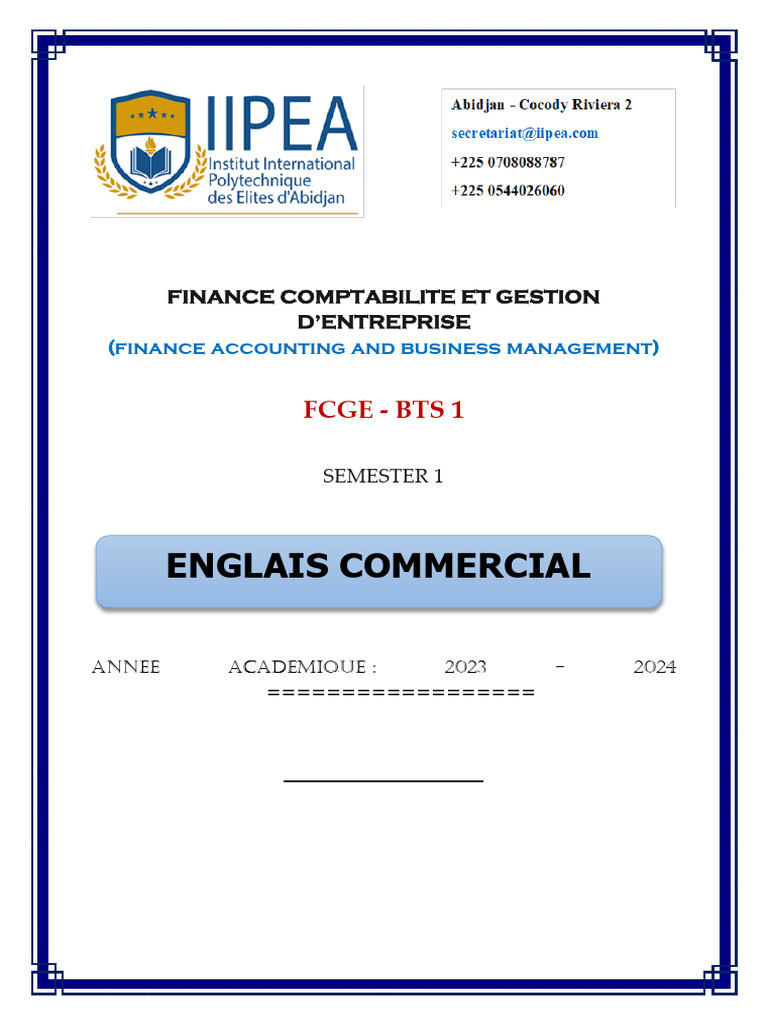 Cours Anglais Fcge Bts1 Iipea 2024 | PDF