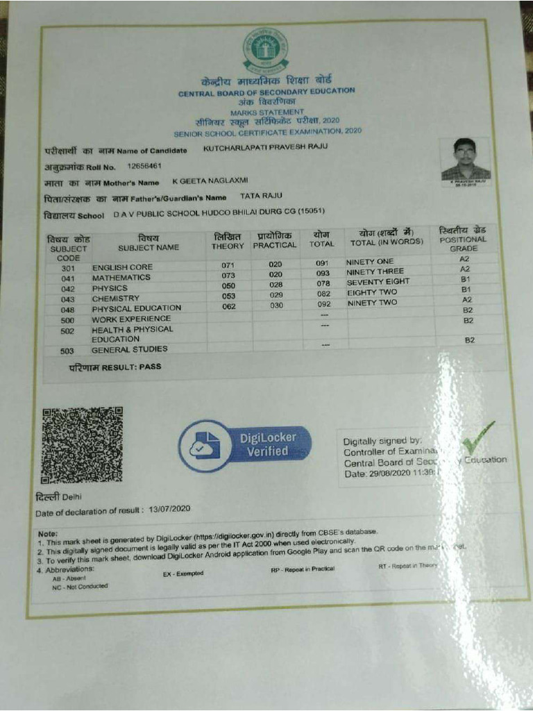 12th Marksheet PDF | PDF