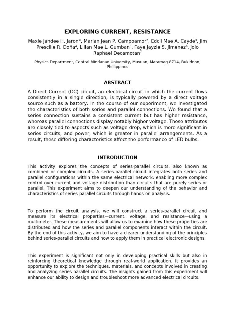 Series Parallel Circuit 4 | PDF