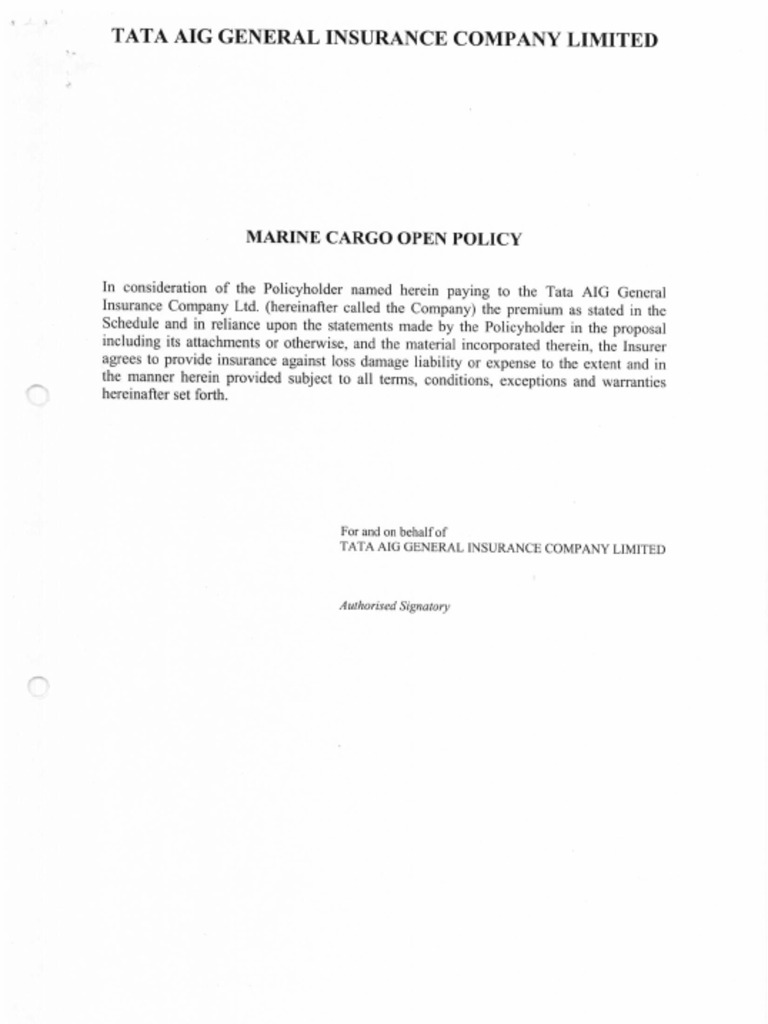 180-Marine Open Policy - Wordings - GEN021 | PDF