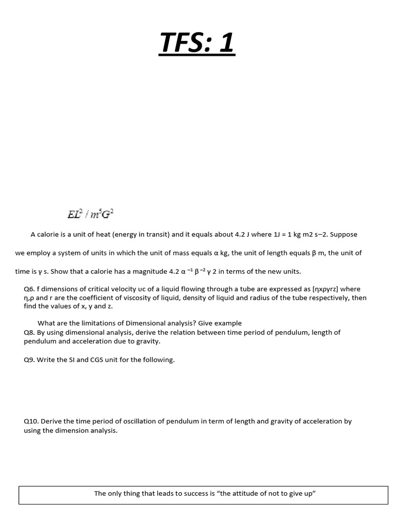 TFS 1 Unit & Dimension | PDF