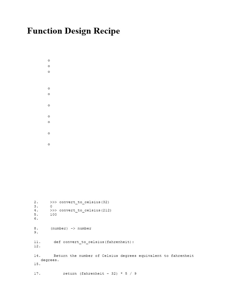 Function Design Recipe | PDF