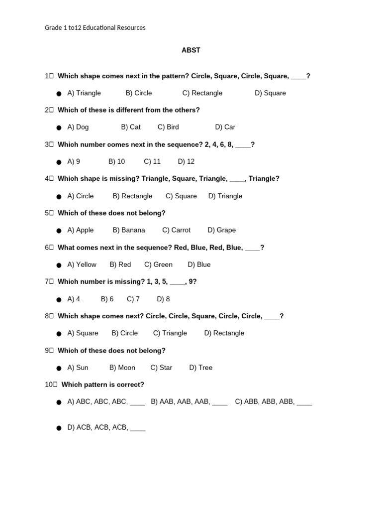 Abstract Reasoning Tests | PDF | Triangle