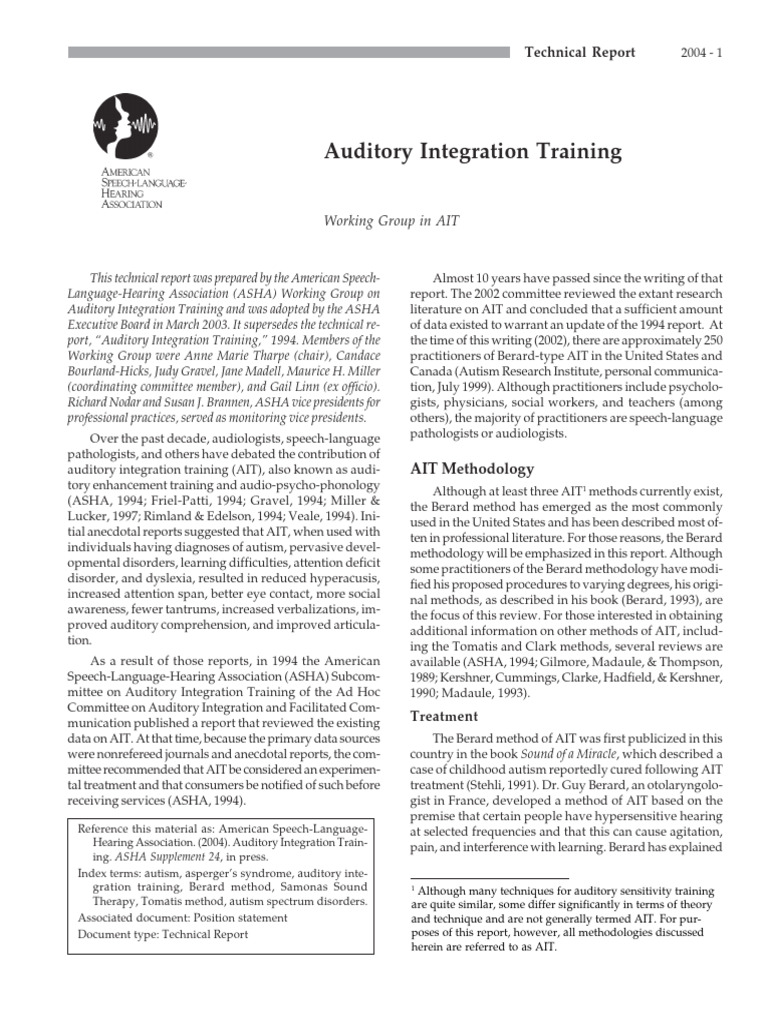Auditory Integration Training | PDF