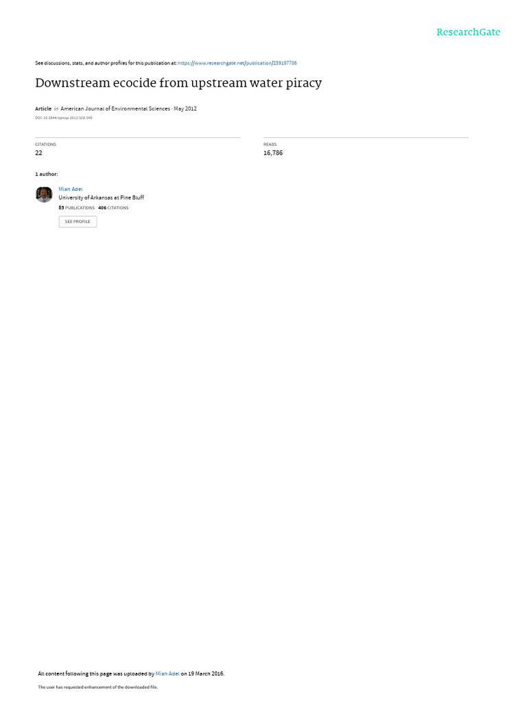 Downstream Ecocide From Upstream Water Piracy | PDF