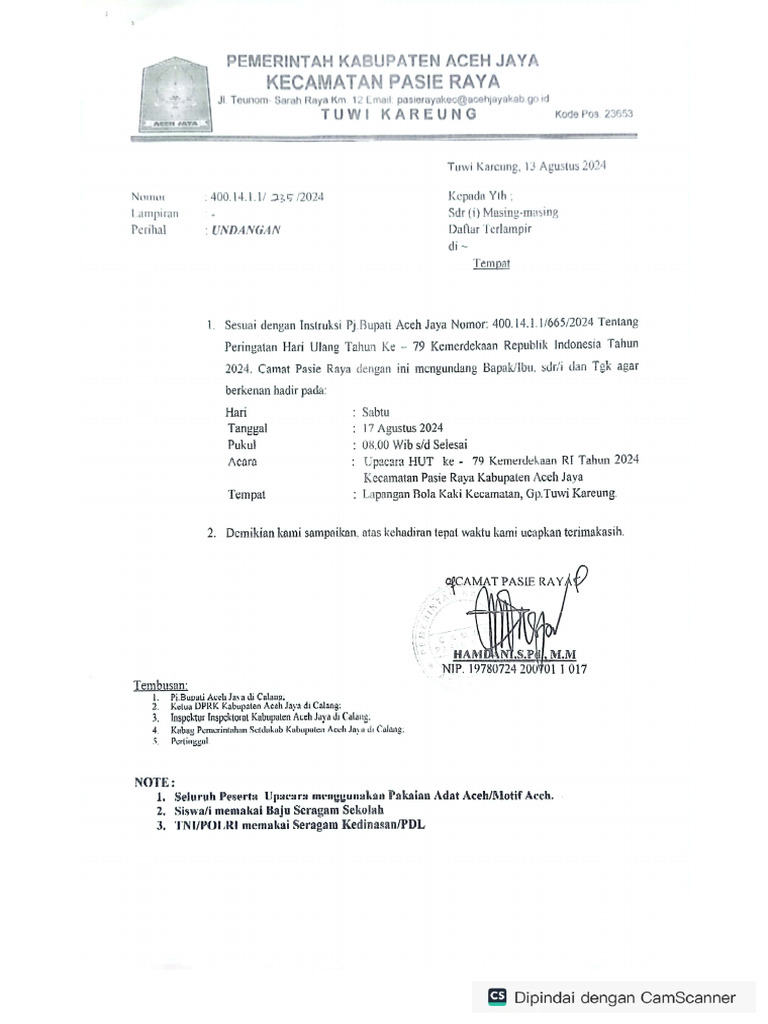 Undangan HUT Ke - 79 Kemerdekaan RI | PDF