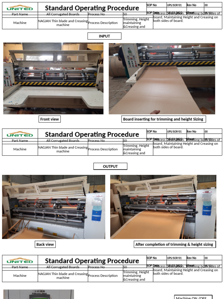 SOP Thin Blade and Creasing Process | PDF