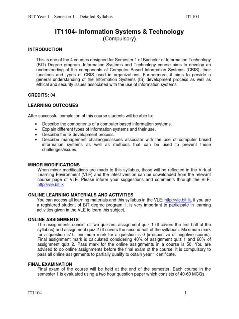 IT1104-Information Systems & Technology: (Compulsory) | PDF | Computers