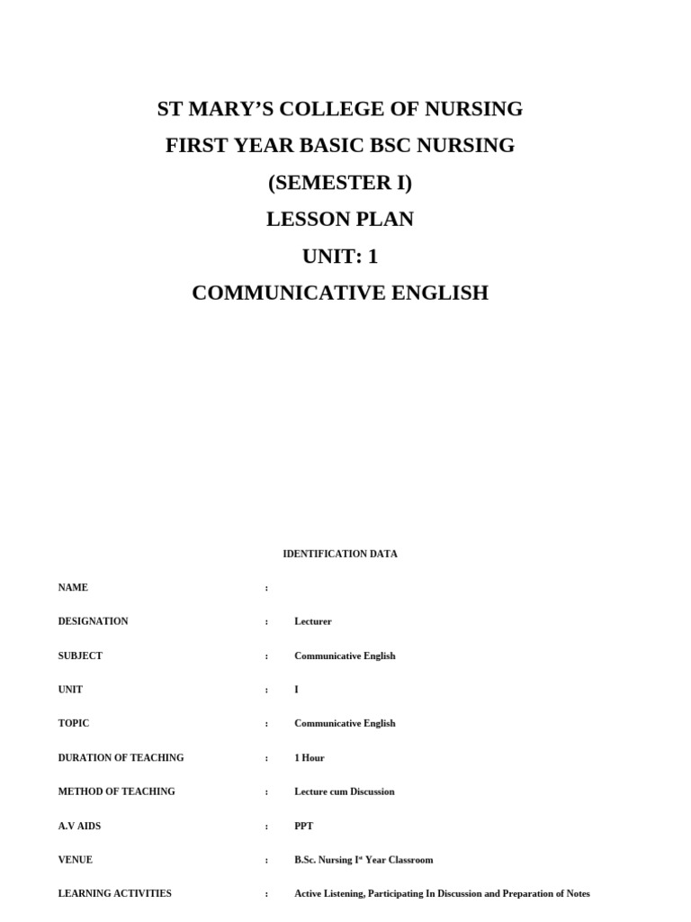 Lesson Plan English | PDF