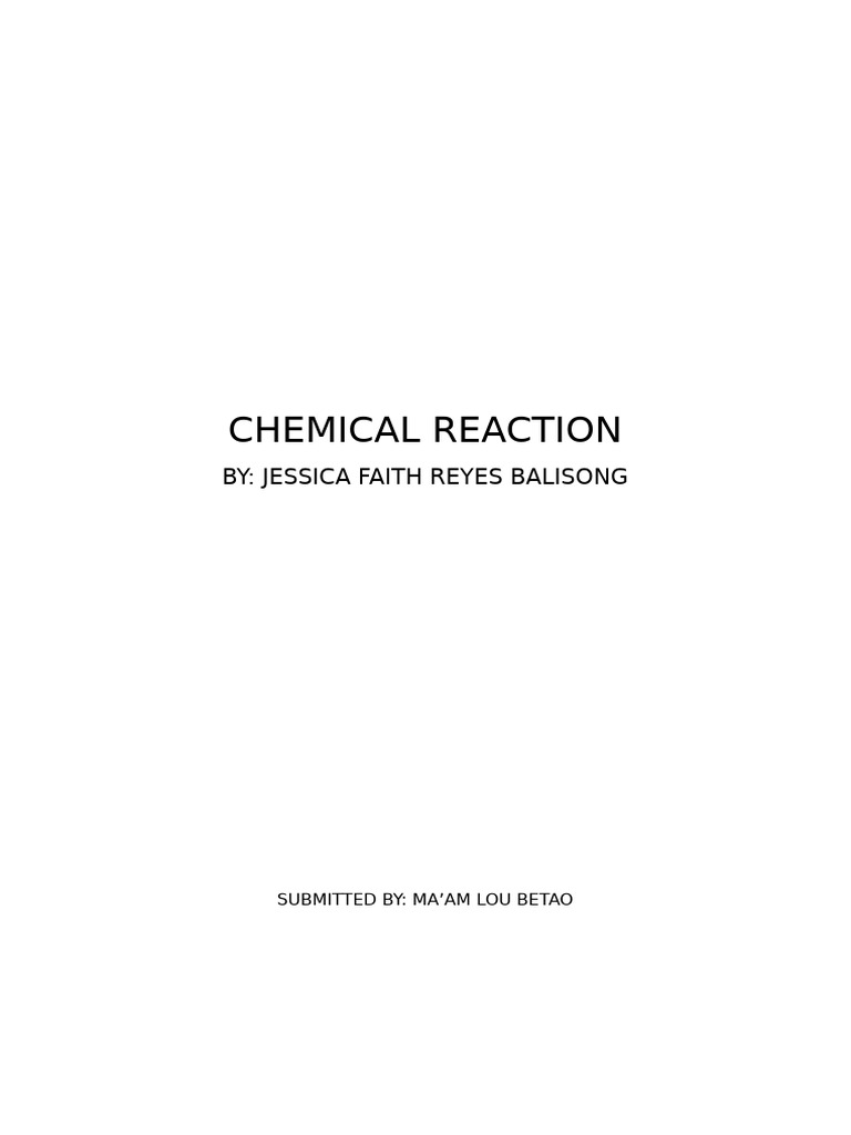 Chemical Reaction | PDF
