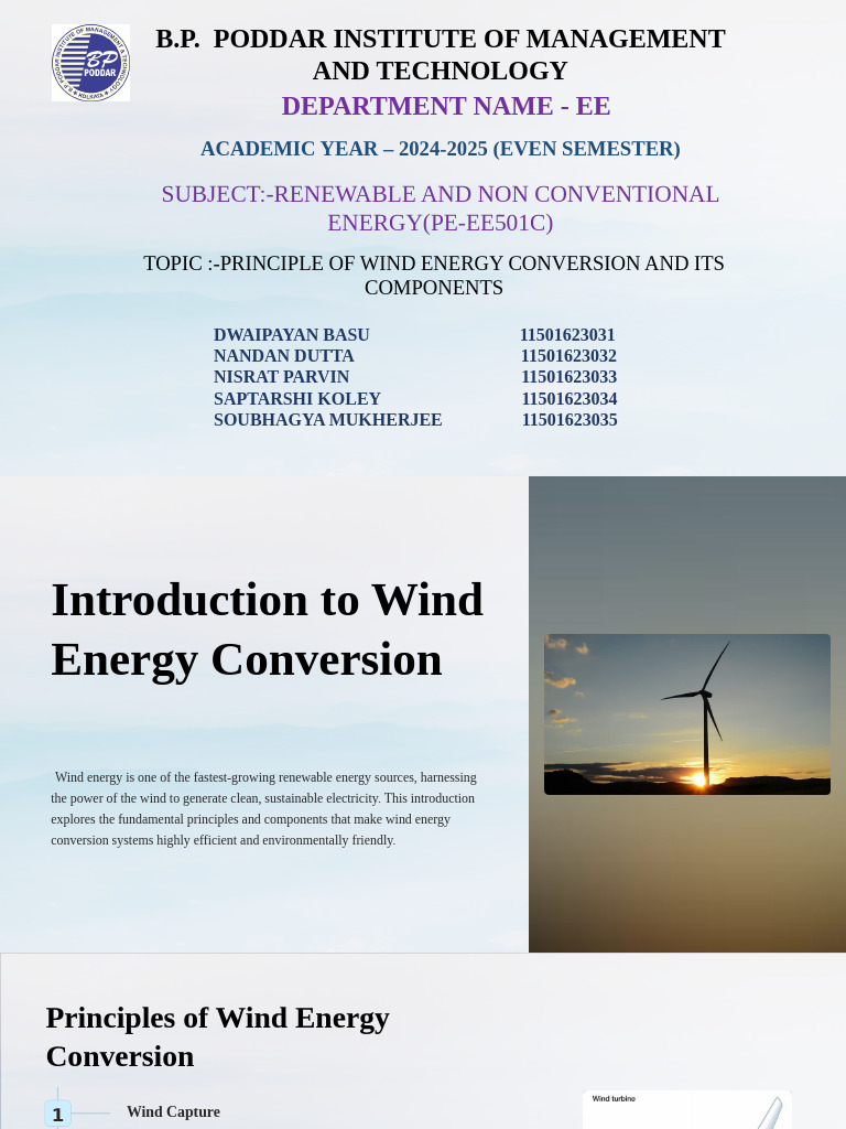 Introduction To Wind Energy Conversion | PDF