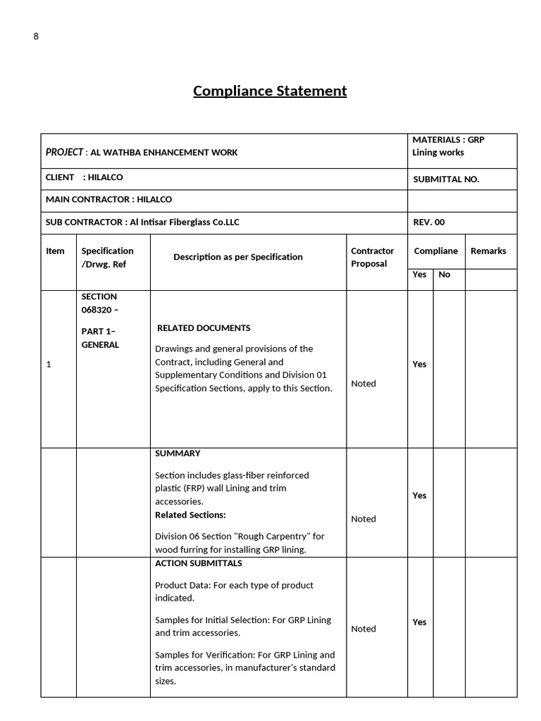 Compliance Statement: Project | PDF