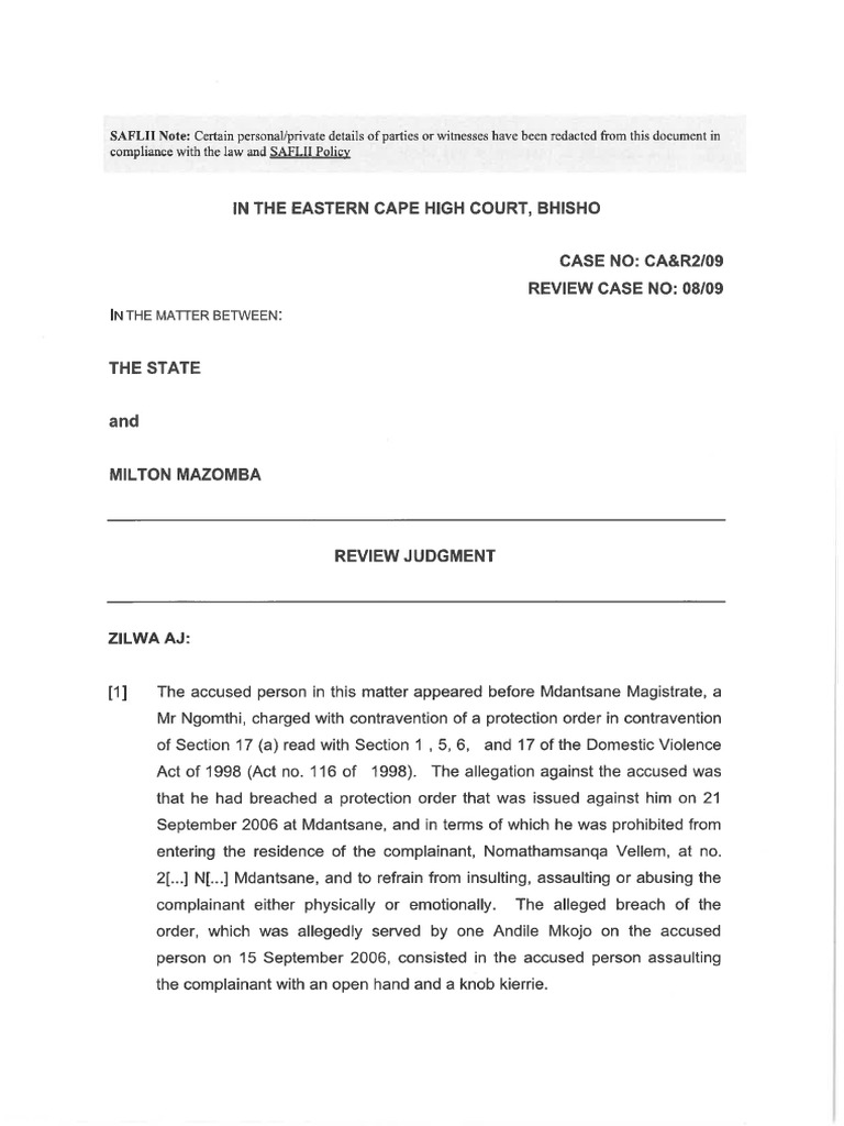 GBH S Vs Mazomba | PDF