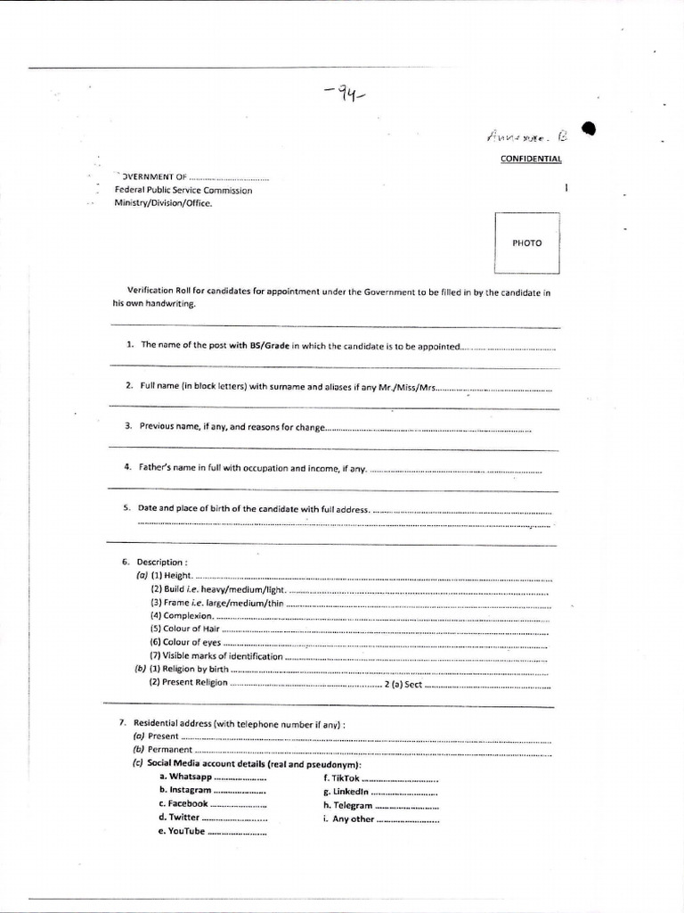 Security Vetting Form S-190 Latest | PDF