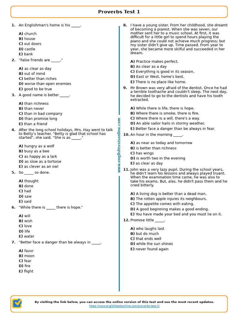 1778 Proverbs Test 1 | PDF