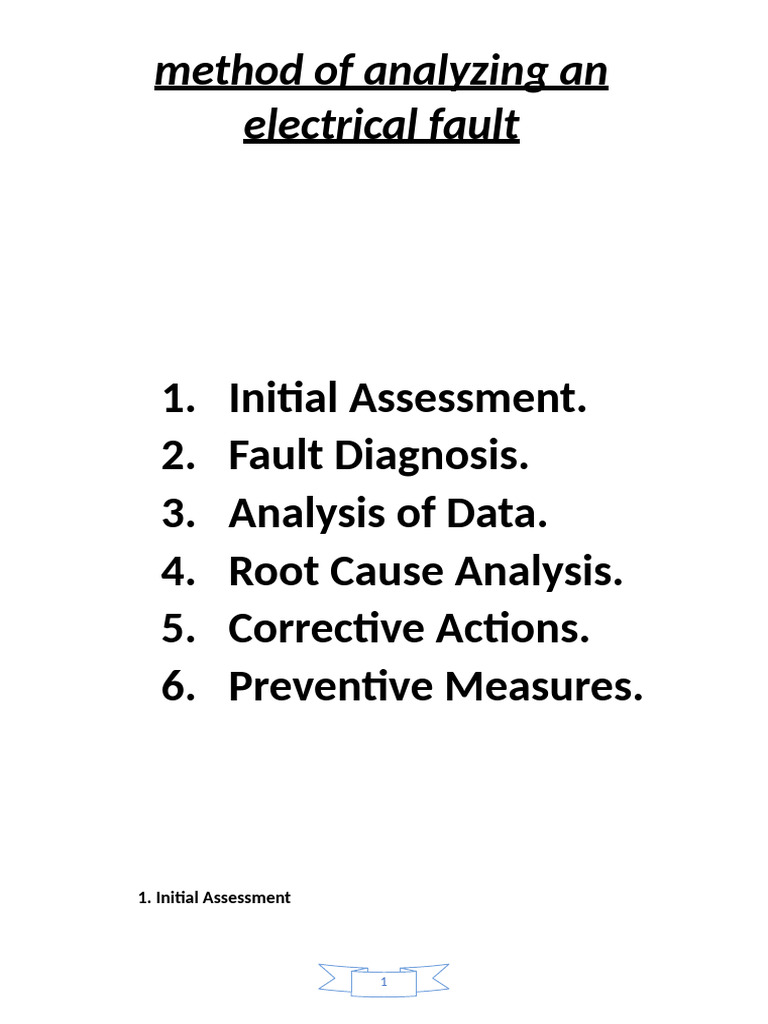 Method of Analyzing An Electrical Fault | PDF