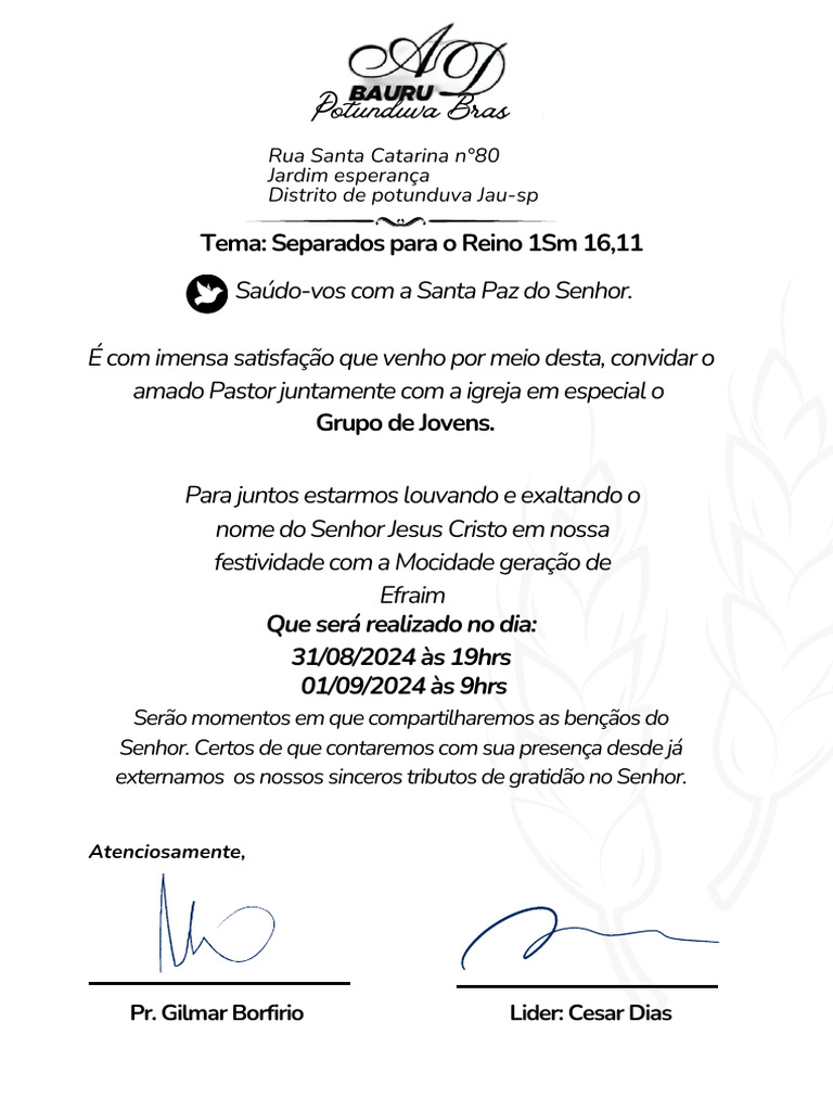 Carta para Culto Convite Minimalista Branco A4 - 20240821 - 111855 ... Carta para Culto Convite Minimalista Branco A4 - 20240821 - 111855 ...