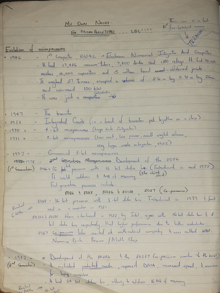 Microprocessors Class Notes 1 | PDF