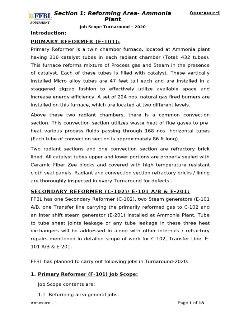 Section 1 (Job Scope of Reforming Area) | PDF