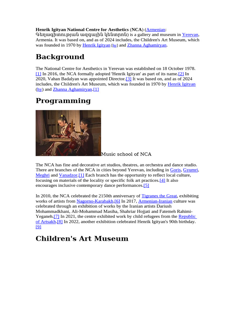 Henrik Igityan National Centre For Aesthetics | PDF