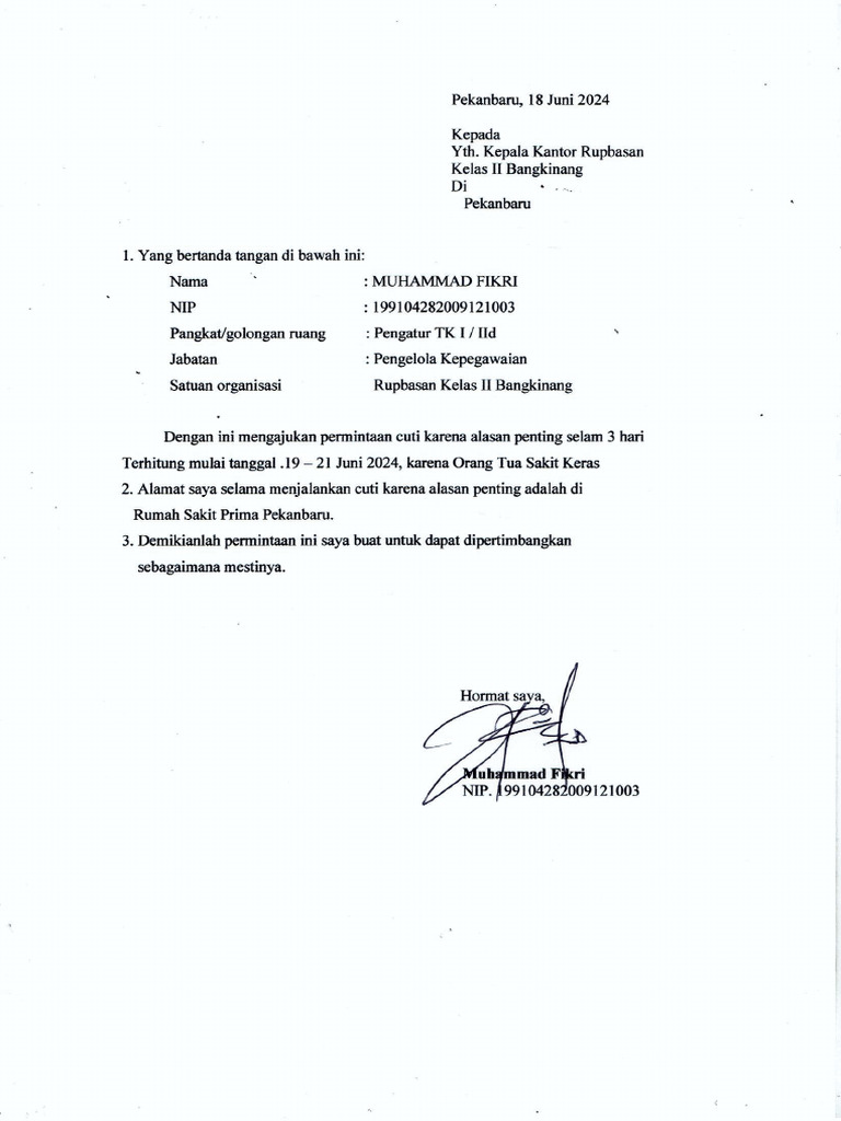 Surat Alasan Cuti | PDF