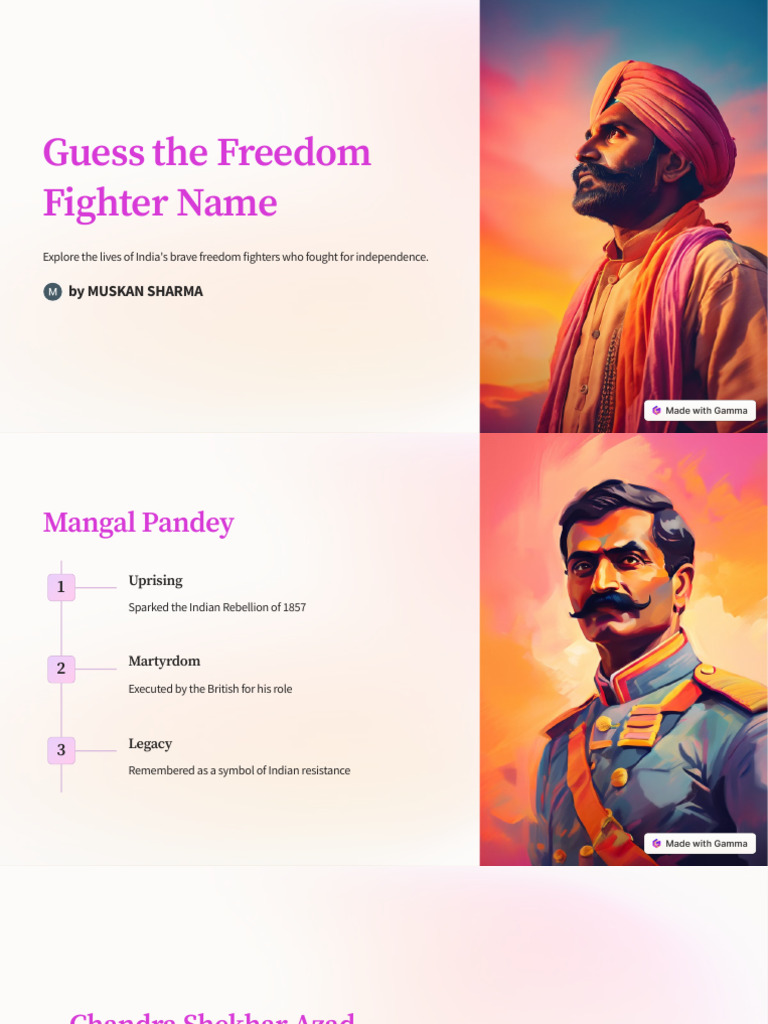 Guess The Freedom Fighter Name | PDF