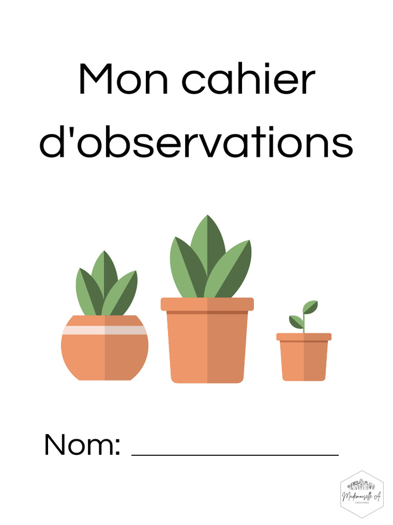 Mon Cahier D'observations Plante M.A | PDF