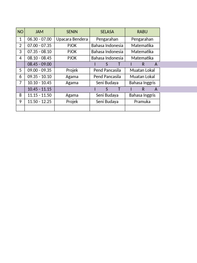 Jadwal Pelajaran TP 2024-2025 | PDF