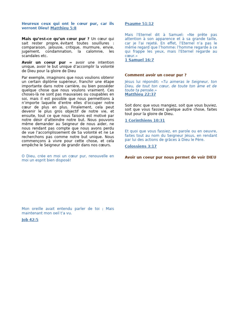 Avoir Un Coeur Pur | PDF