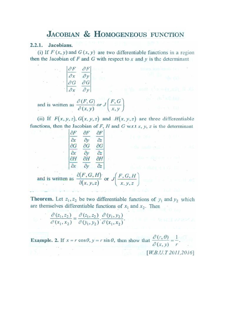 Jacobian and Homogenious Function | PDF
