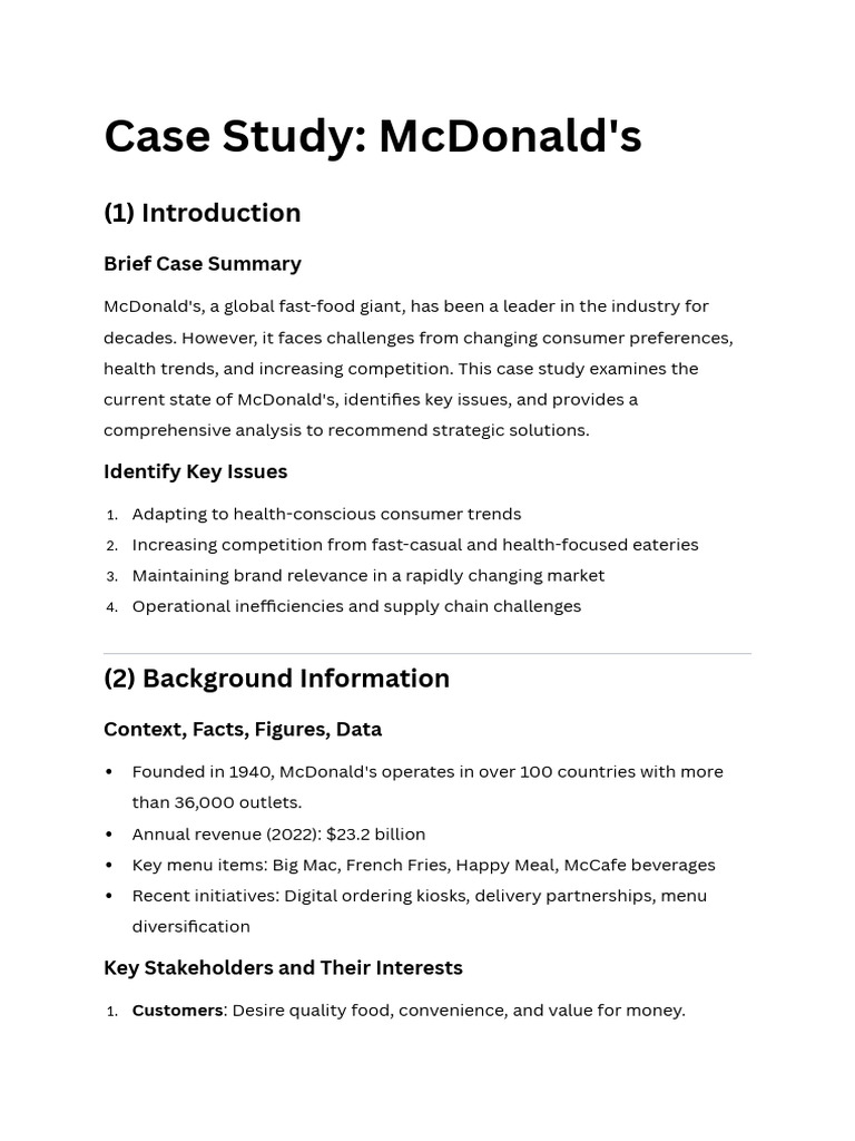 Case Study McDonald's | PDF
