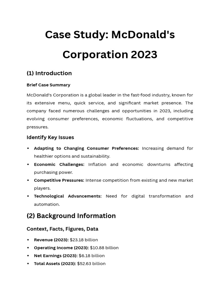 Case Study McDonald's Corporation 2023 | PDF