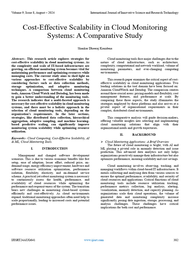 Cost-Effective Scalability in Cloud Monitoring Systems: A Comparative Study | PDF | Cloud ...