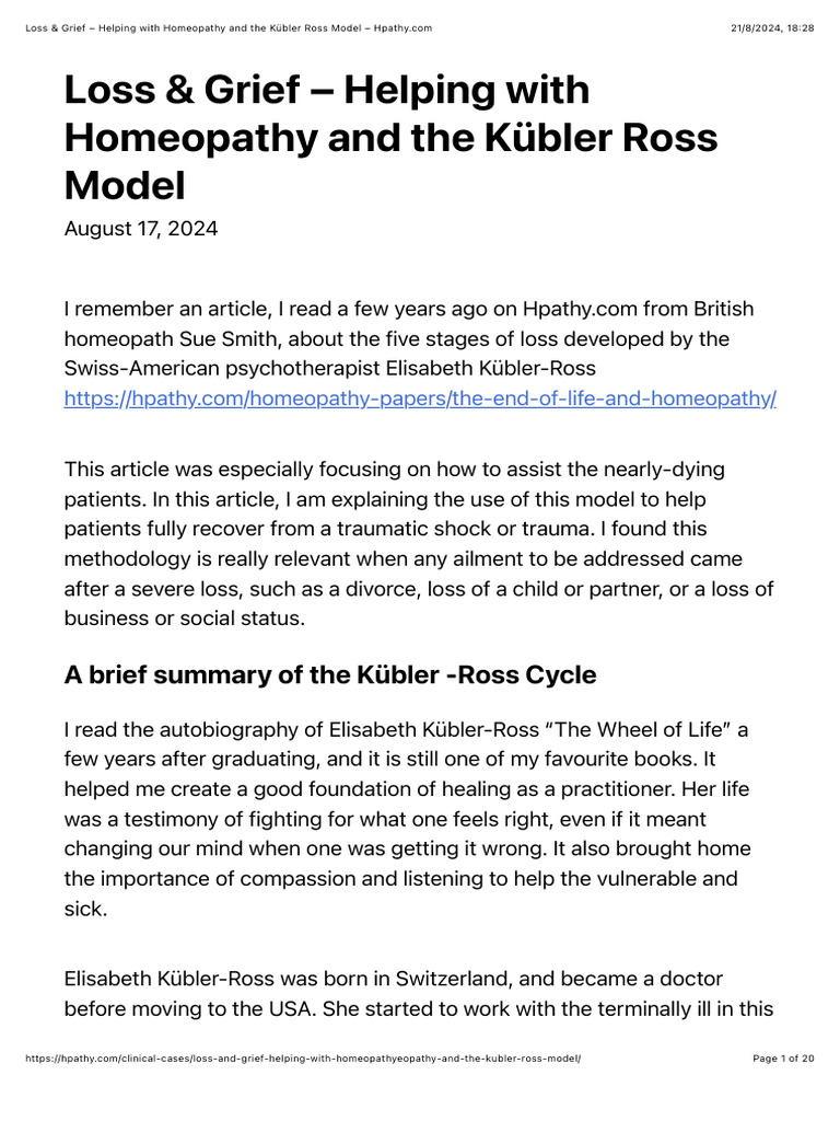 Loss & Grief – Helping with Homeopathy and the Kübler Ross Model ...