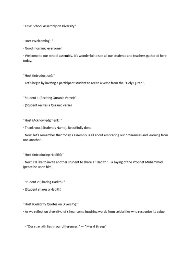 Diversity Script | PDF