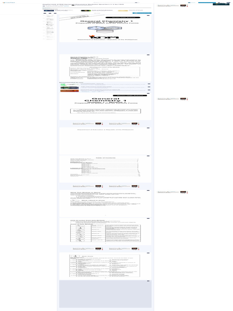 DepEd SHS STEM General Chemistry Modules Quarters 1-2 by CDO - PDF | PDF | Knowledge | Physical ...