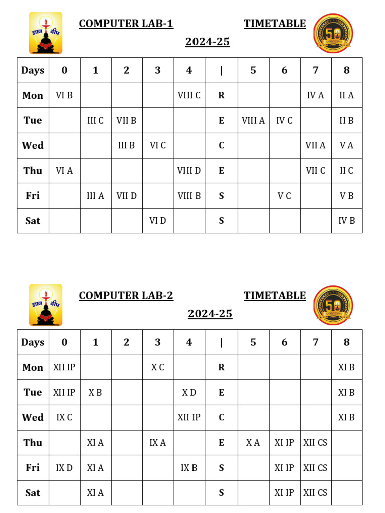 Lab Timetable April 2024 | PDF