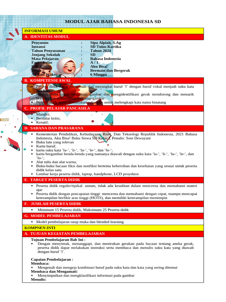 MA B.indonesia Kelas 1 SD | PDF