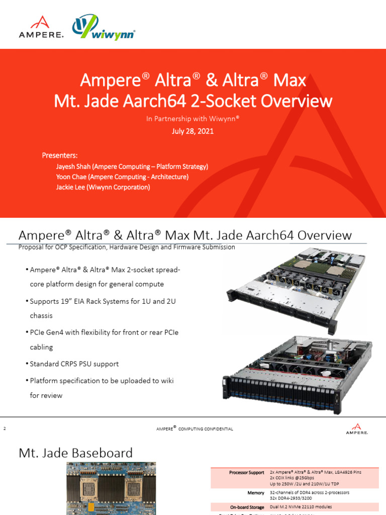 Ampere® Mt. Jade Aarch64 2-Socket Overview | PDF