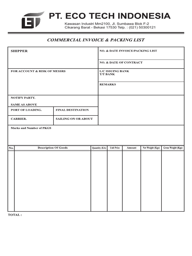 Pt. Ecotech Invoice Exim 2024 (1) | PDF