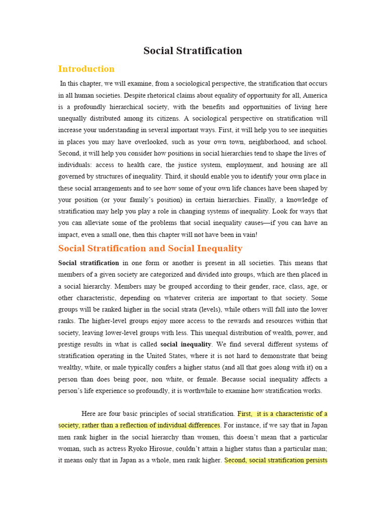 Stratification | PDF